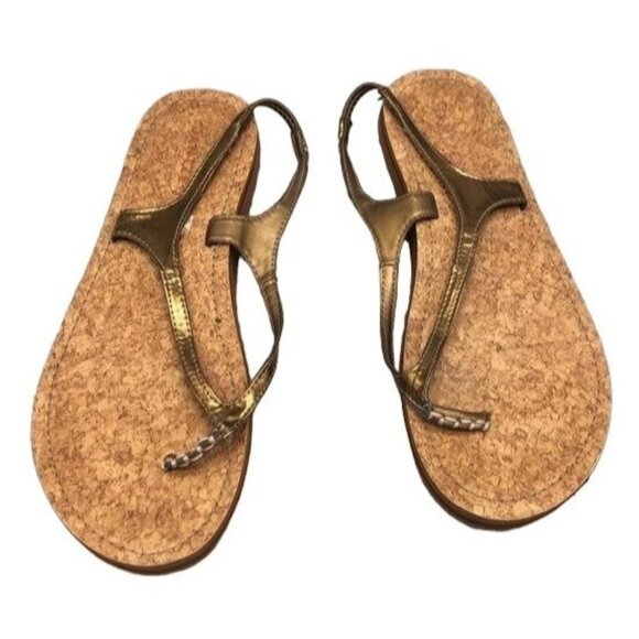 Jantzen | Shoes | Jantzen Brown Shine Strap Back Sandals Slip On Flip ...